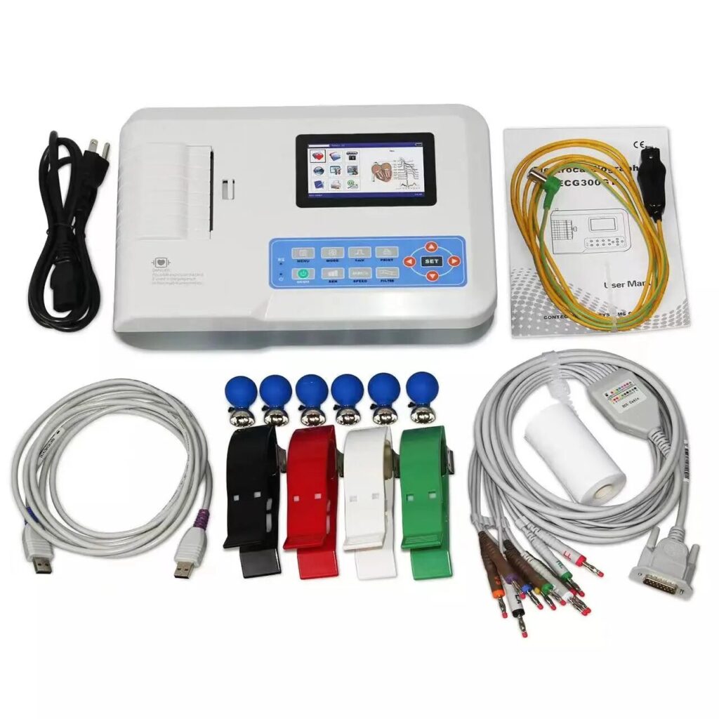 CONTEC ECG300G Digital 3 Channel 12 Leads ECG/EKG Machine Free Software ...