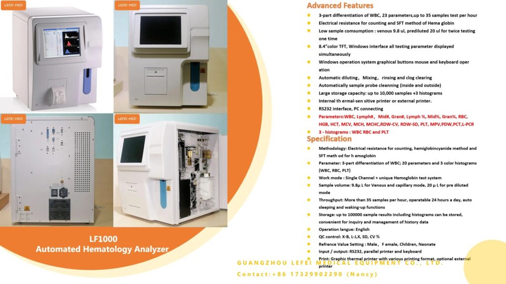 LF1000 blood cell counter 3 part cbc machine mindray hematology ...
